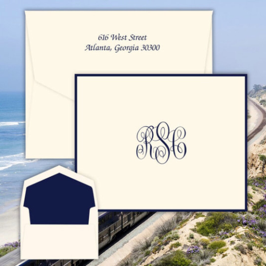 Monogram Personalized Fold Notes Stationery Set - Raised Ink Stationery ...