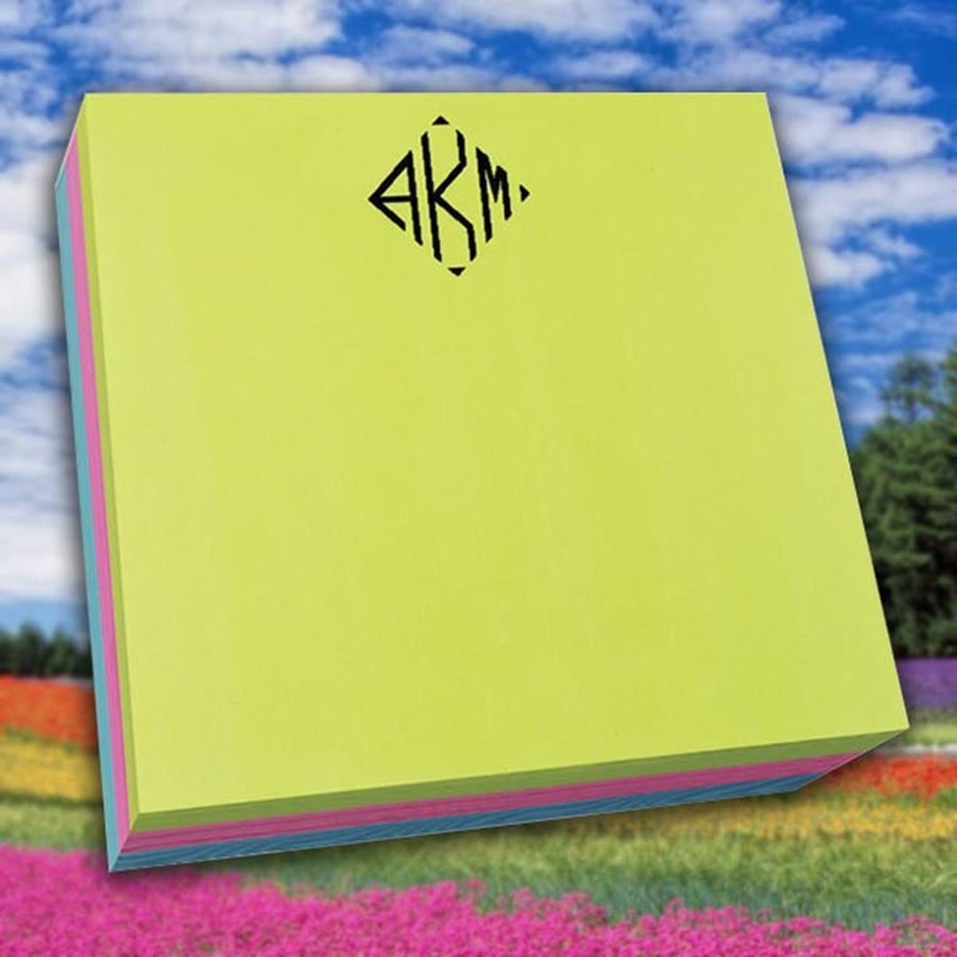 Colorful Monogram Square Notepad 250 Sheets 6x6 Custom Notepads