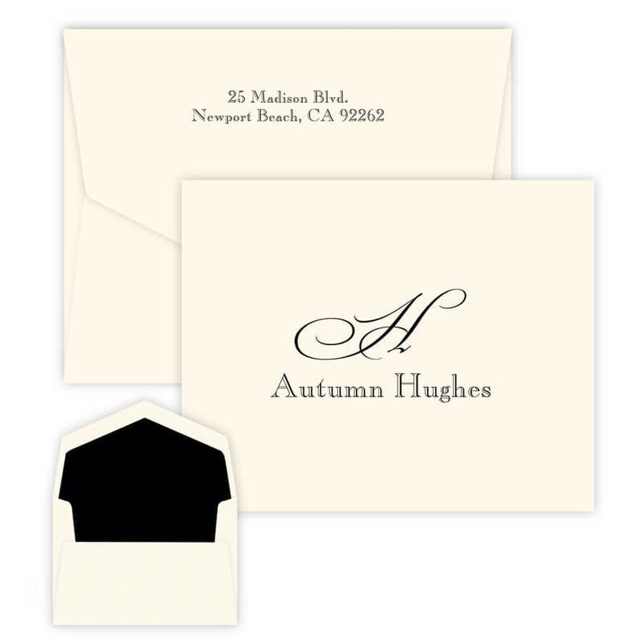 Name and Initial Custom Fold Notes Stationery - Raised Ink Stationery ...