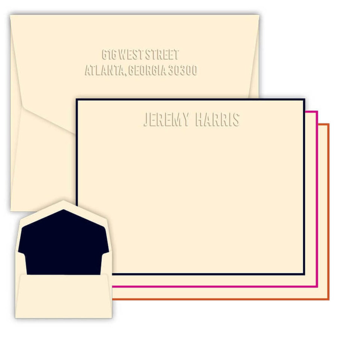 Multiple Fonts Personalized Embossed Stationery -personalized Flat ...