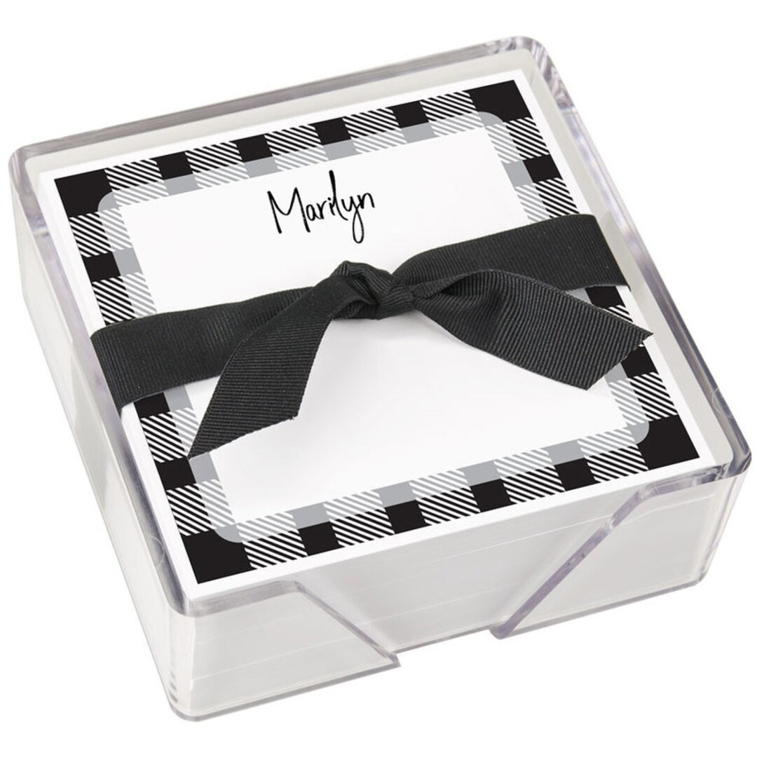 Personalized Plaid Memo Squares White With Holder 275 Sheets/set ... Personalized Plaid Memo Squares White With Holder 275 Sheets/set ...