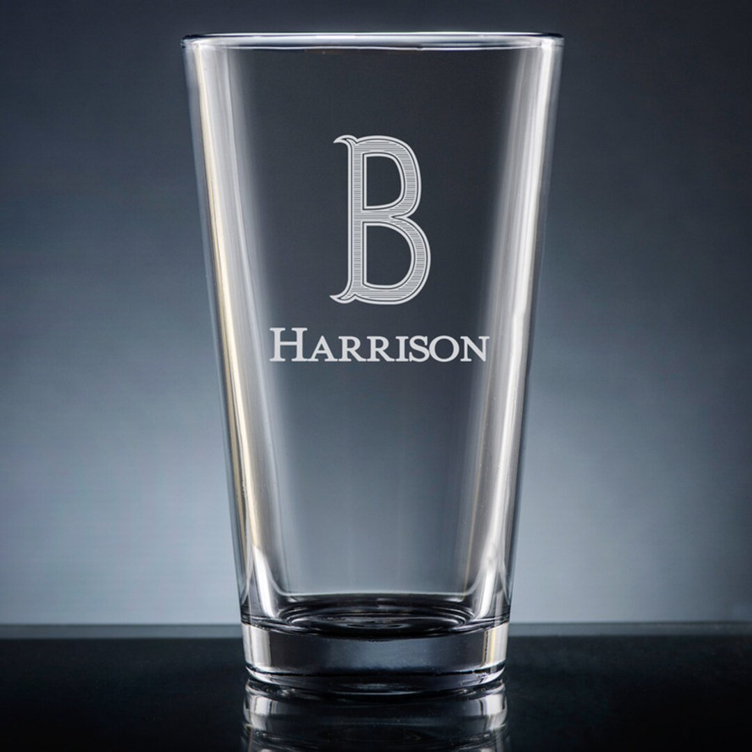 Personalized Name And Initial Pint Glass Custom Pint Glass