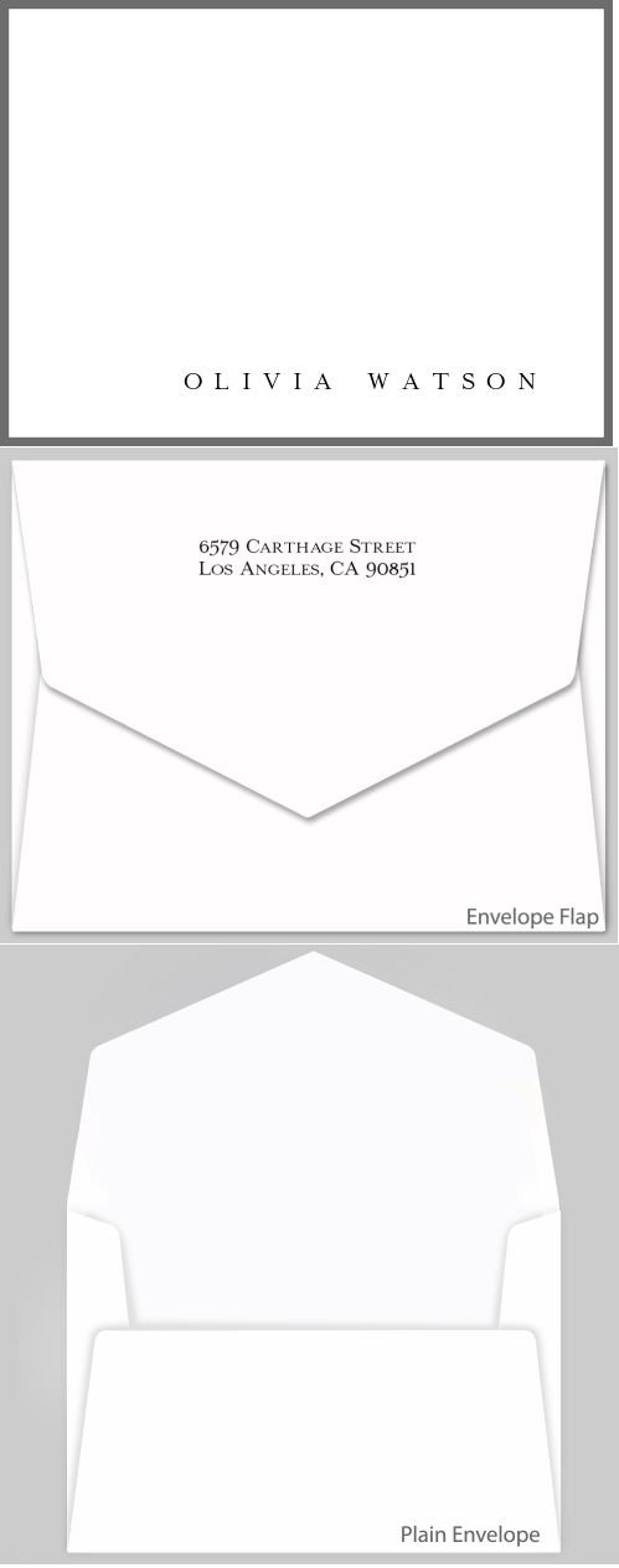 Block Font Personalized Raised Ink Stationery Set - Raised Ink Flat ...