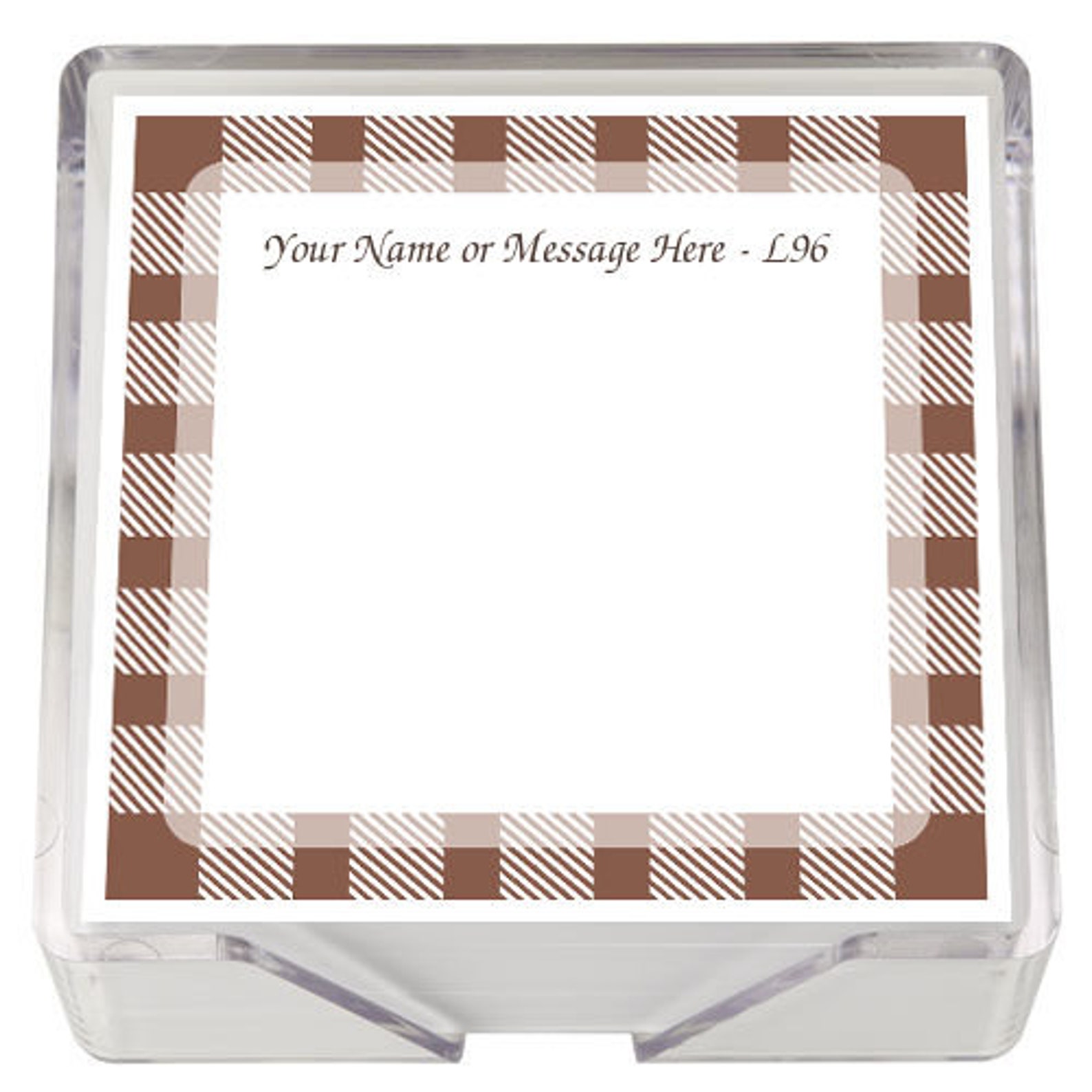 Personalized Plaid Memo Squares - White With Holder - 275 Sheets/set ...