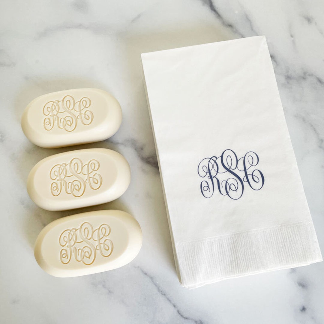 Personalized Monogram Soap (set of 3 Soaps + 25 Napkins), Custom ...