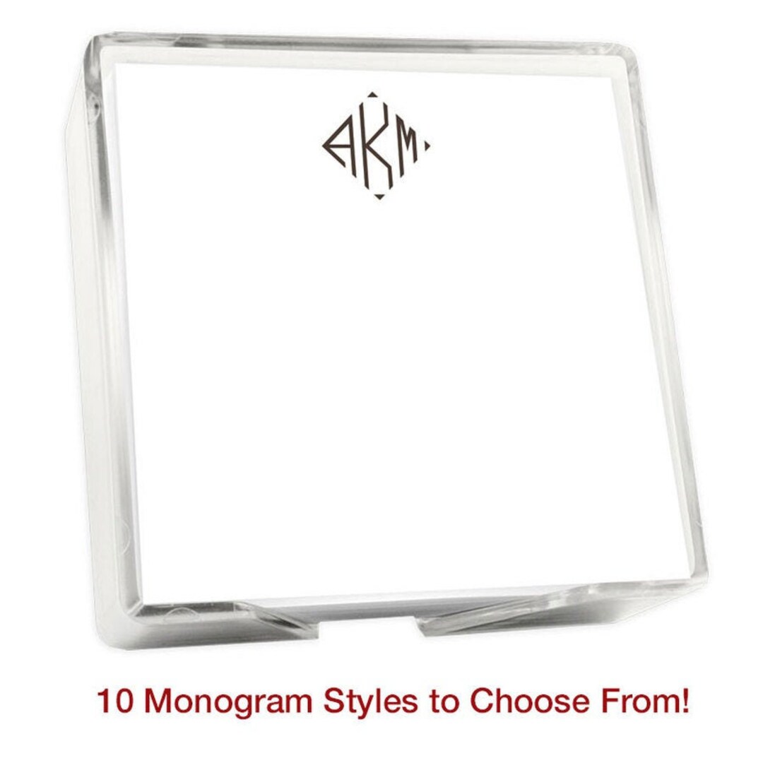 Personalized Monogram Memo Squares - White With Holder - 275 Sheets/set ...