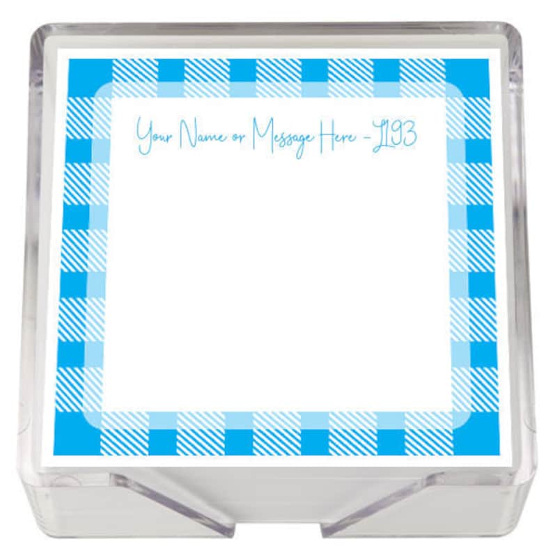 Personalized Plaid Memo Squares - White With Holder - 275 Sheets/set ...