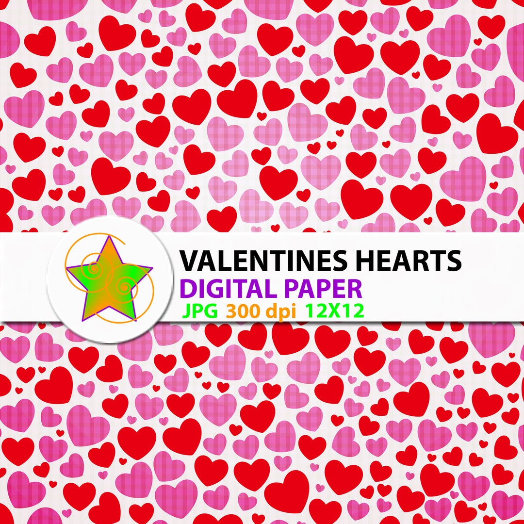 Valentine Hearts Digital Paper - Etsy