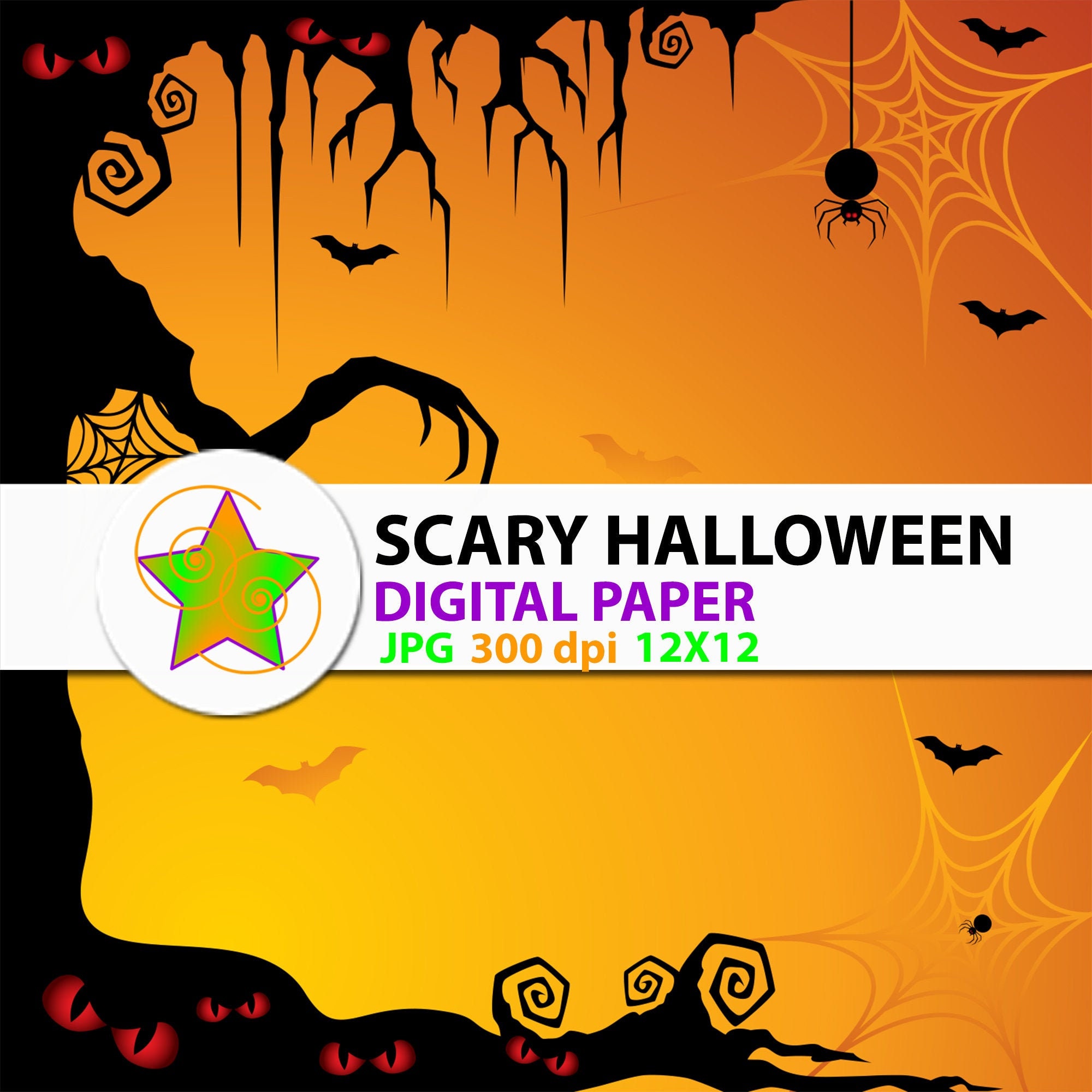 Scary Halloween Digital Paper - Etsy