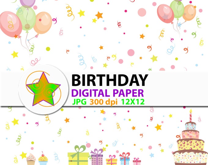 Birthday Digital Paper - Etsy
