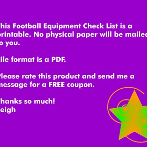 Football Equipment Check List, Customizable and Printable PDF, Add Your ...
