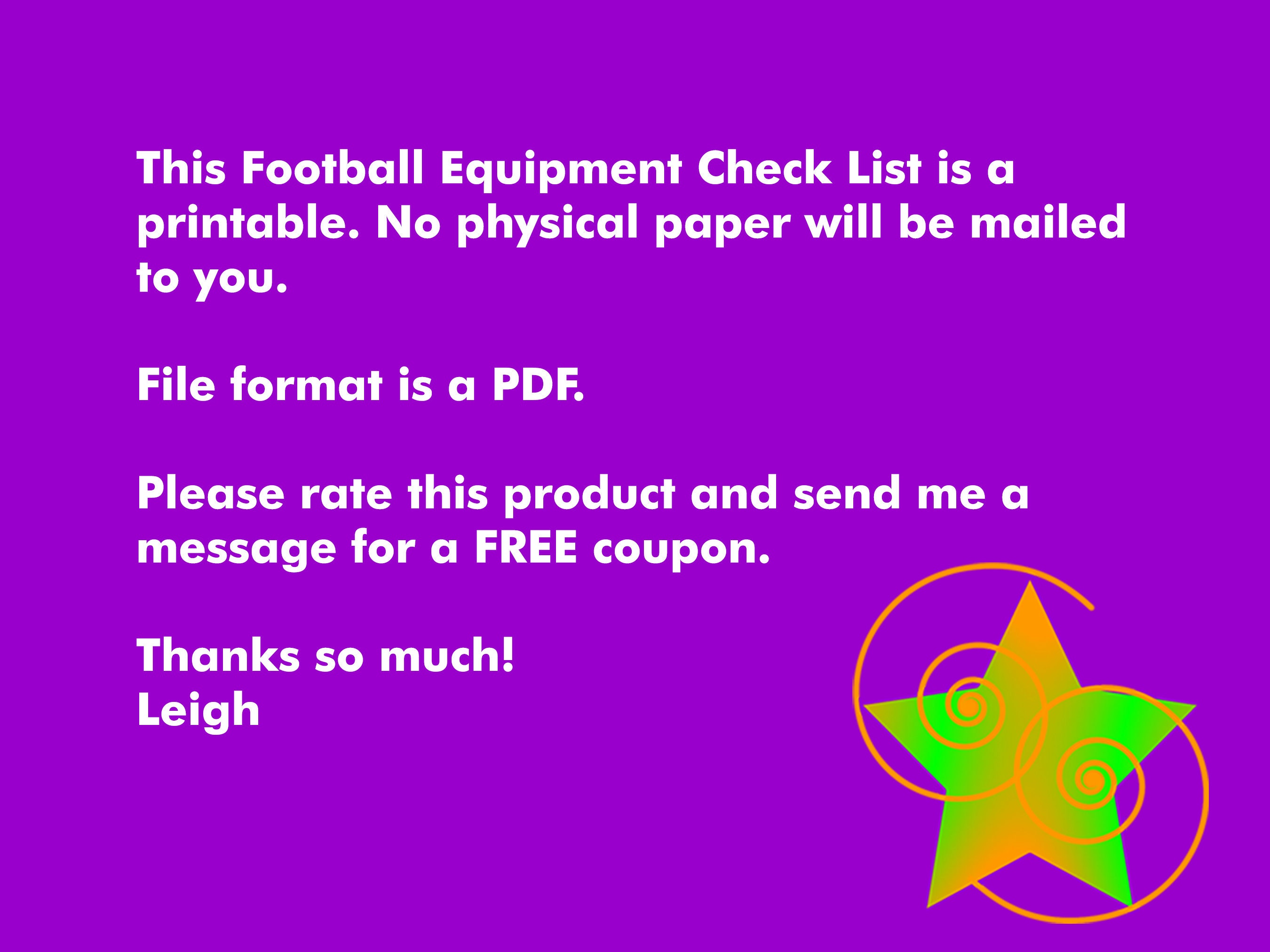 Football Equipment Check List, Customizable and Printable PDF, Add Your ...
