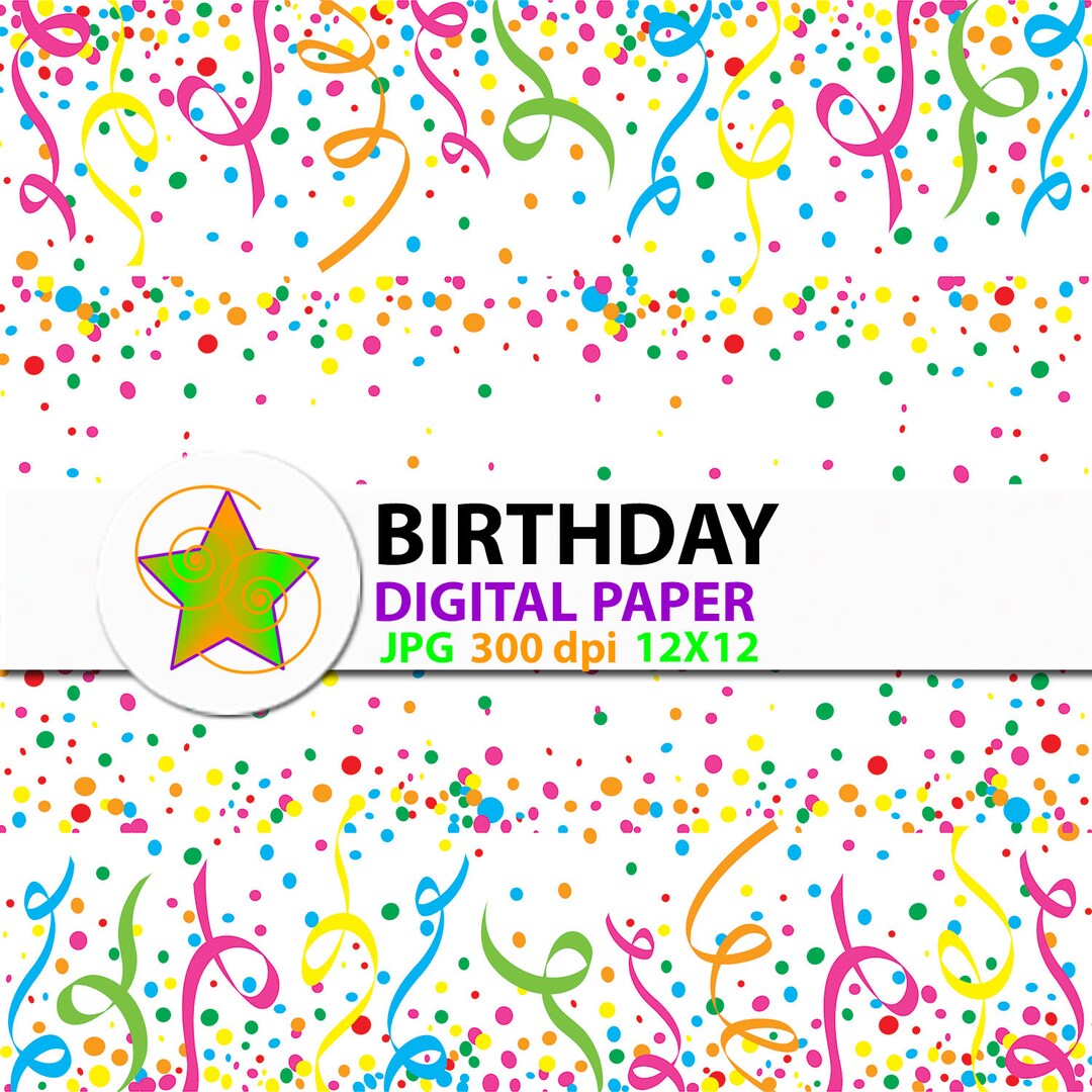 Birthday Digital Paper - Etsy