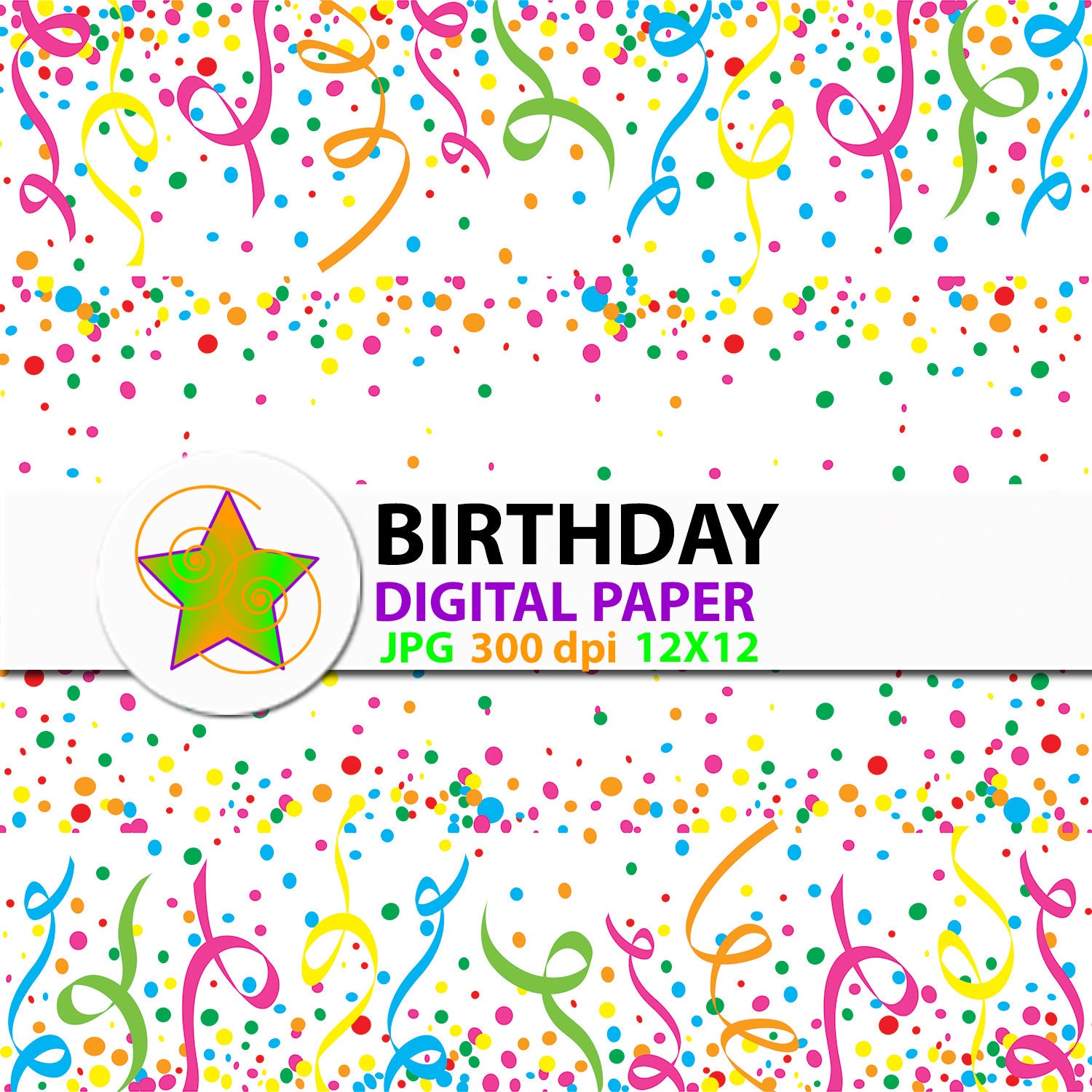 Birthday Digital Paper - Etsy