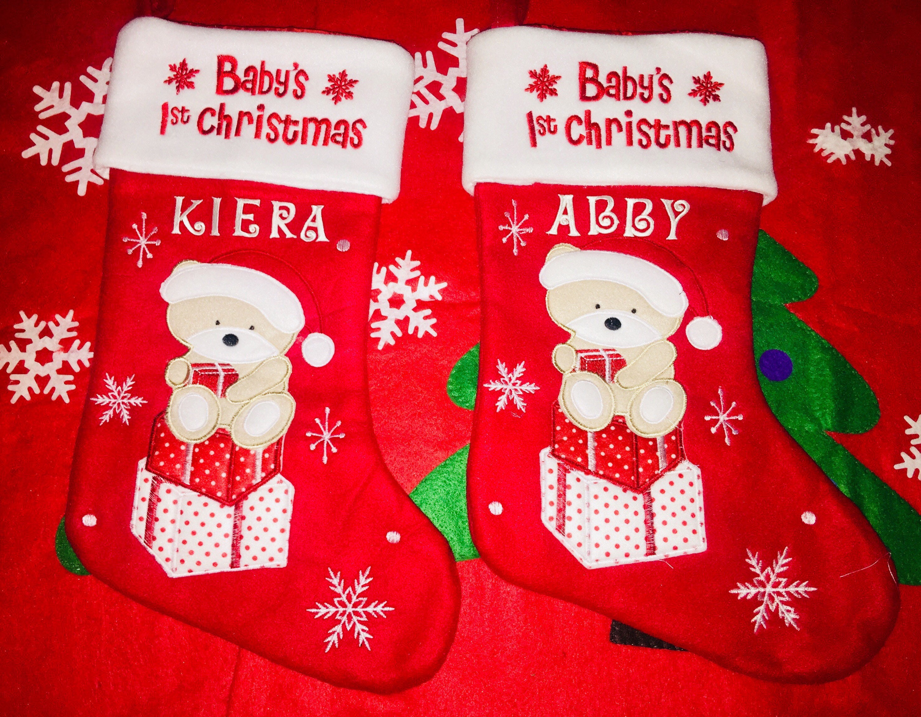 Baby's First Christmas Stocking Teddy Bear 3d Design Personalised With ...