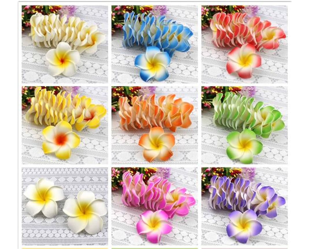 10-100PCS 6cm Hawaiian Flowers Fake Plumeria Lots of Artificial Foam ...