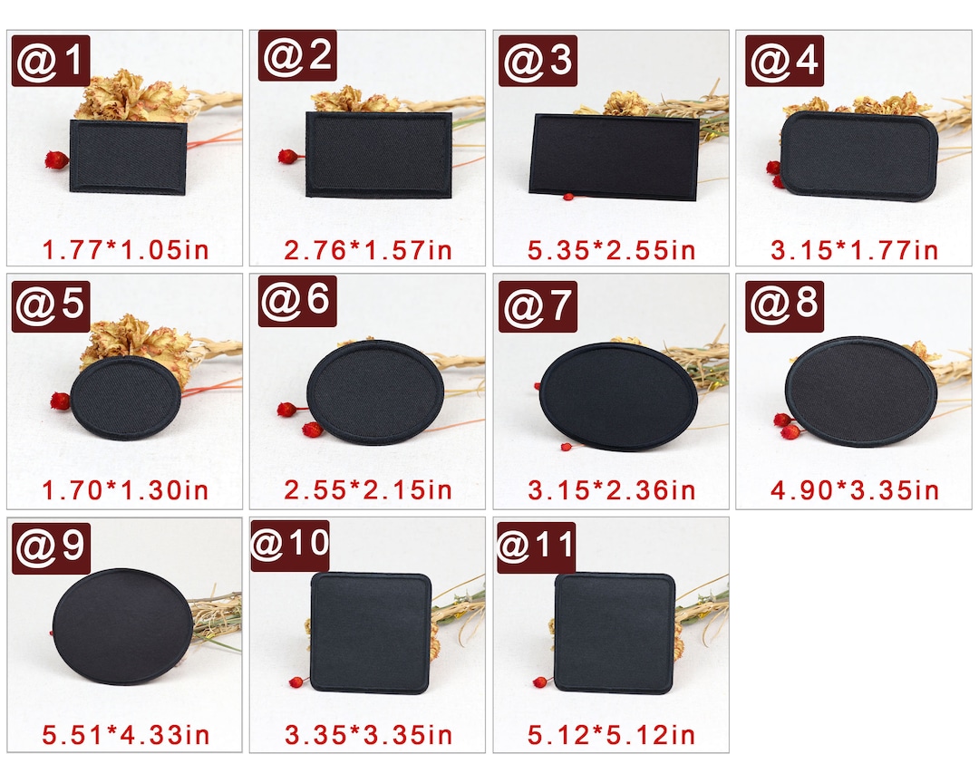 6/150pc Multiple Sizes Black Blank Patch - Solid Black Flag Patch Iron ...
