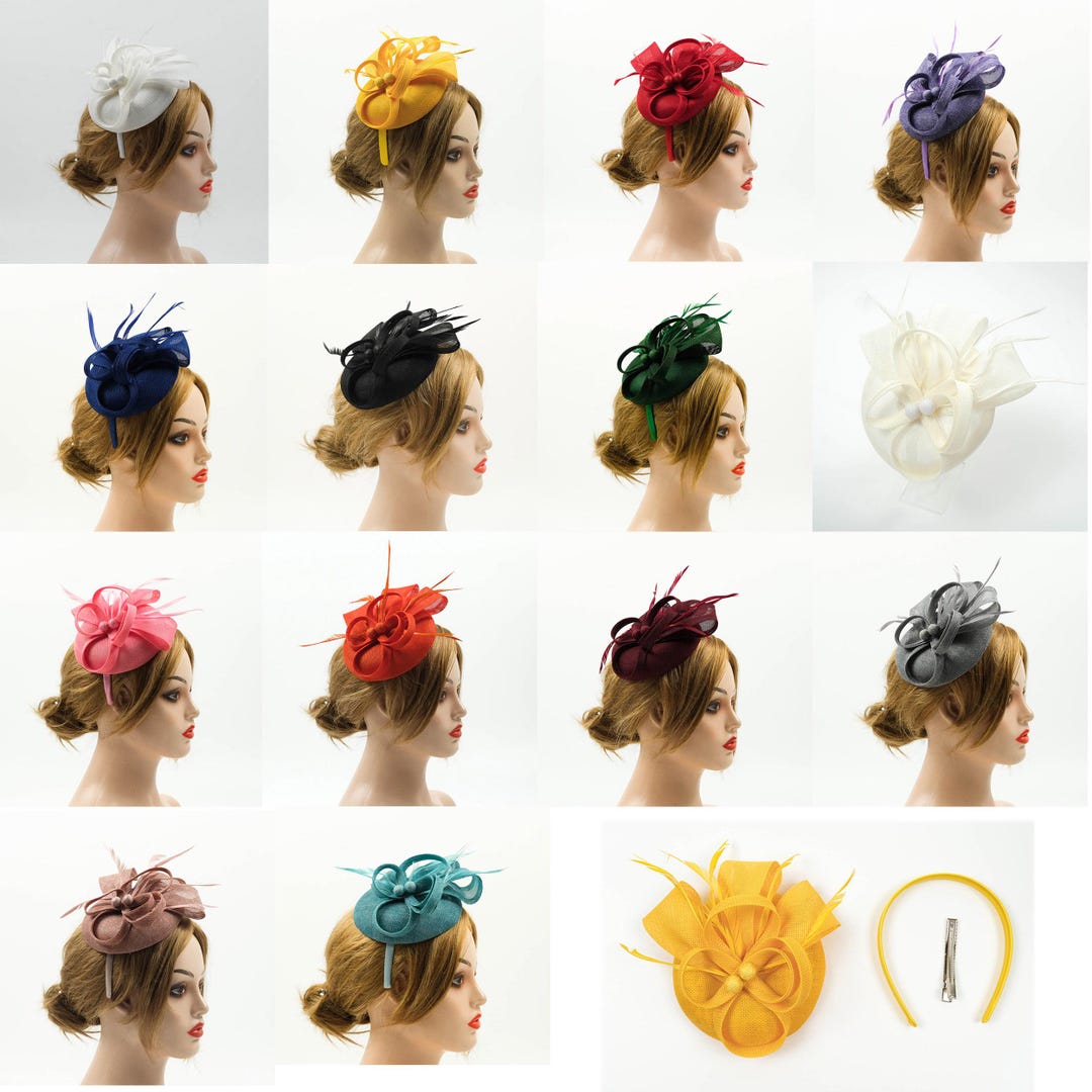 Women Fascinator Hat 14 Color Pick W/ Headband Hair Clip Bridal ...