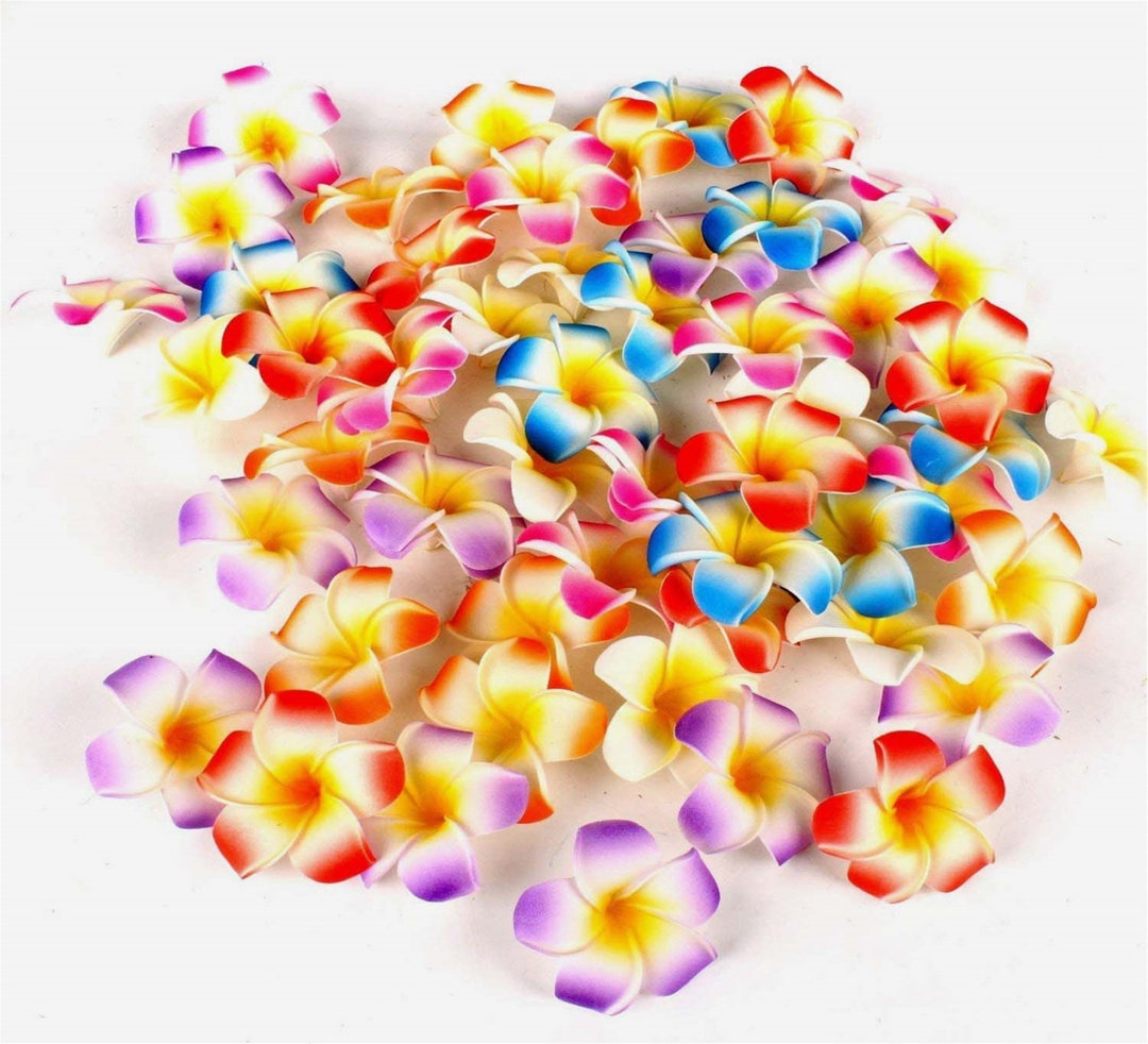 10color Hawaiian Flowers Fake Plumeria 10PCS 2" Foam Small Frangipani ...