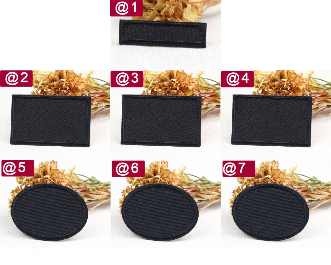 6/150PCS Black Blank Patch Rectangle/oval Iron on Sew on Solid ...