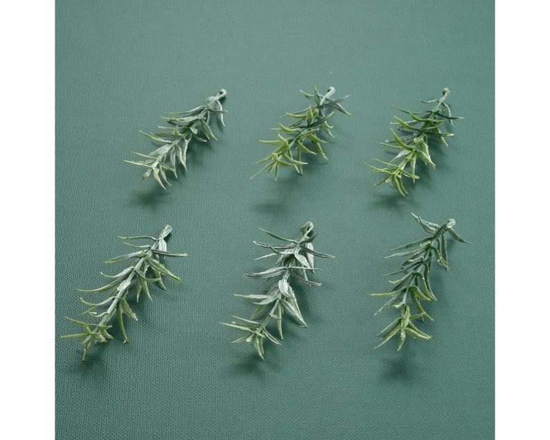 6/150PCS Artificial Silk Greenery / Dusty Plant Frosty Rosemary Fake ...
