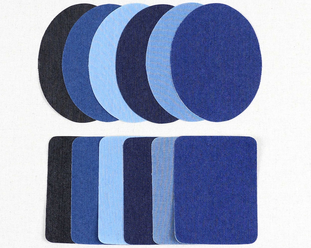 Premium Denim Iron on Jean Patches No-sew Shades of Blue 6 Colors ...