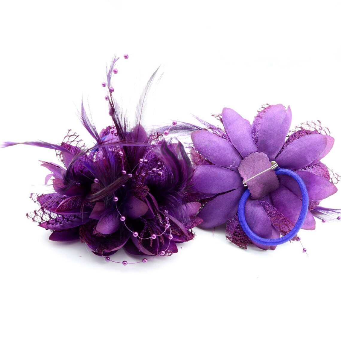 28colors 12cm Women Flower Feather Beads Corsage Hair Clips Hairpin ...
