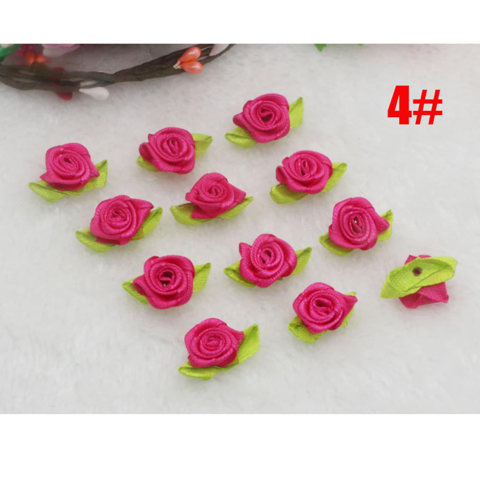 25mm 7/8" Mini Ribbon Bows Roses Flowers Craft Artificial Ornament ...