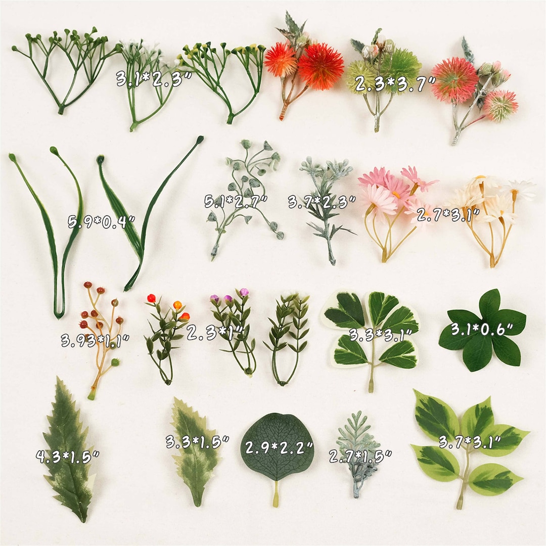 51PCS Green Leaf Small Flower Filler Combo Set 1pack Loose Greenery for ...