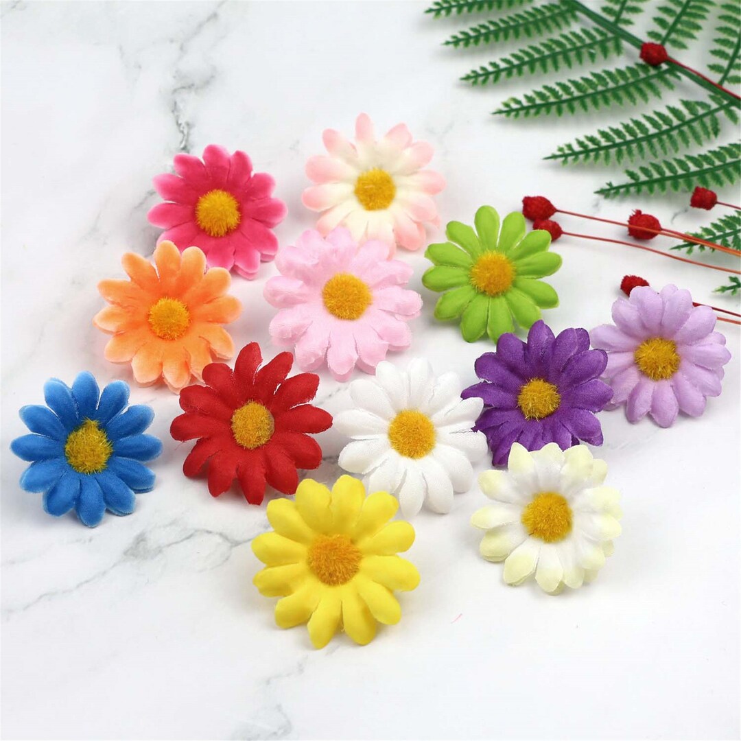 20 UNIDS Flor de Seda Artificial Gerbera Margarita Cabeza de Flor 4 cm ...