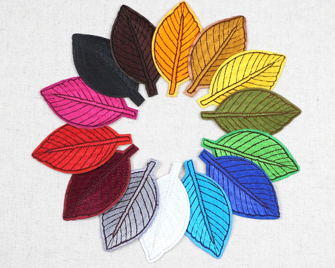 6/150pcs 14colors Leaf Embroidered Patch Sew On/iron on Patch DIY Applique Clothes Pants Jeans ...