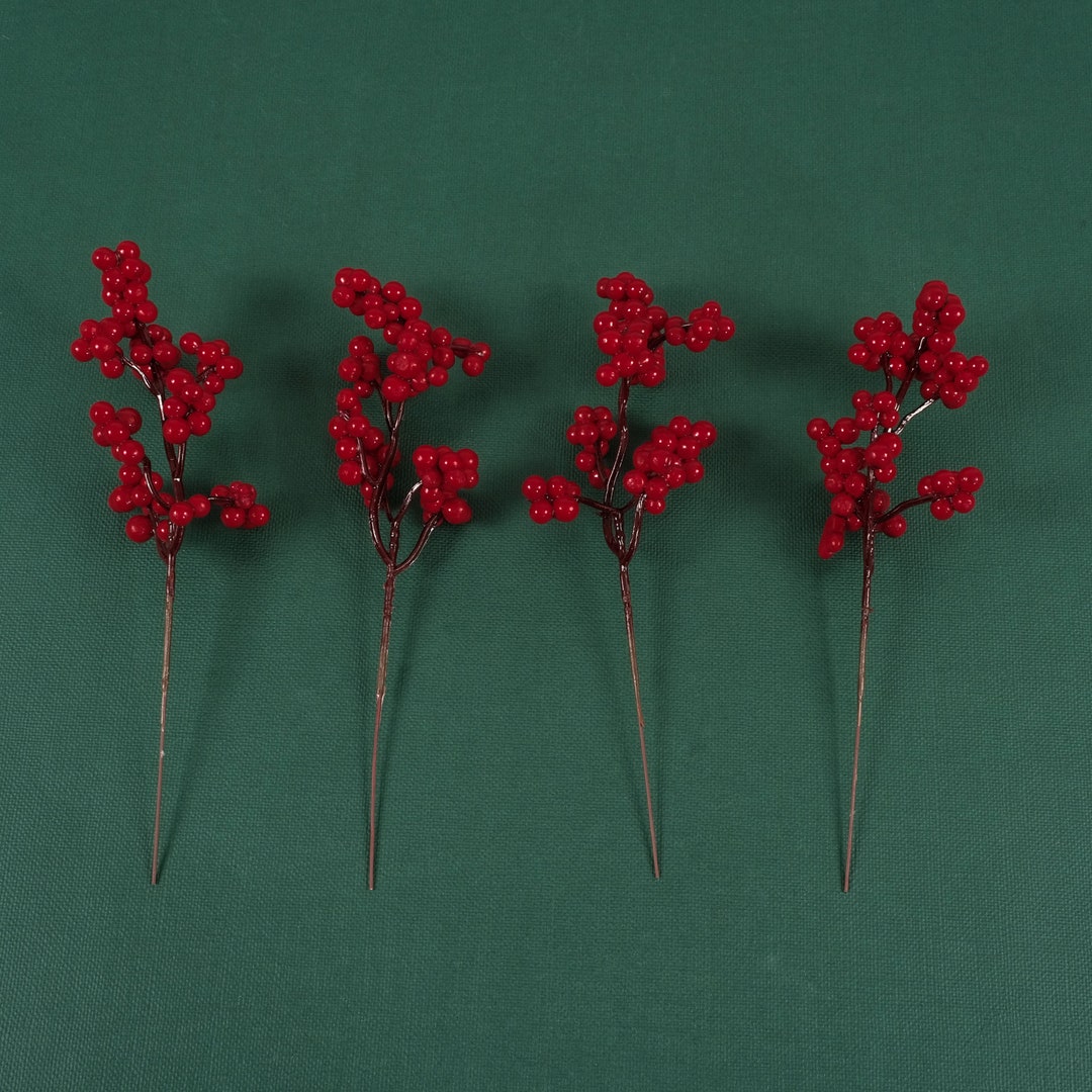 6/150PCS Red Holly Berry Berry Bush for DIY Crafts Bouquet Crown ...