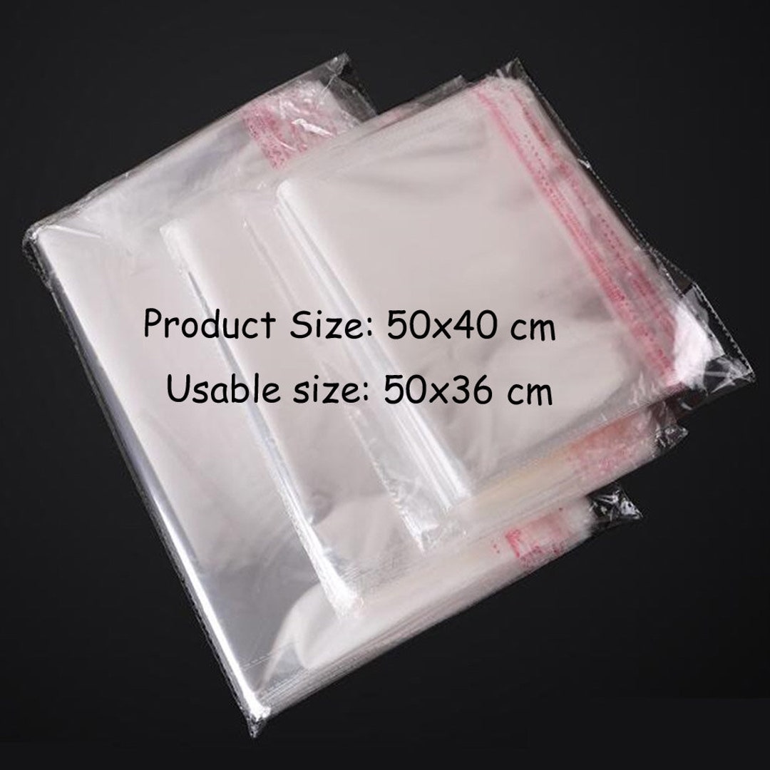 50cm Wide 20pcs/set Oversize Useful Clear Plastic Bags Self Adhesive ...