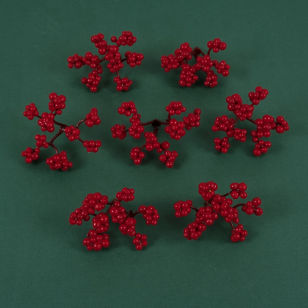 6/150PCS Red Holly Berry for DIY Crafts Bouquets Crown Headband Wreath ...