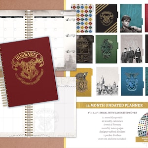 Harry Potter Weekly Planner Hogwarts Crest Undated 12 Month Calendar ...