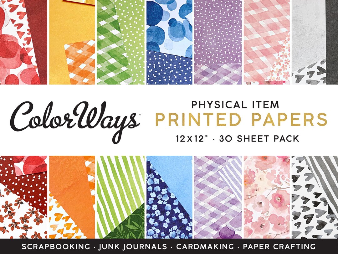 Rainbow Colorways Scrapbook Paper 12x12 Physical Papers Mega Set of 30 ...