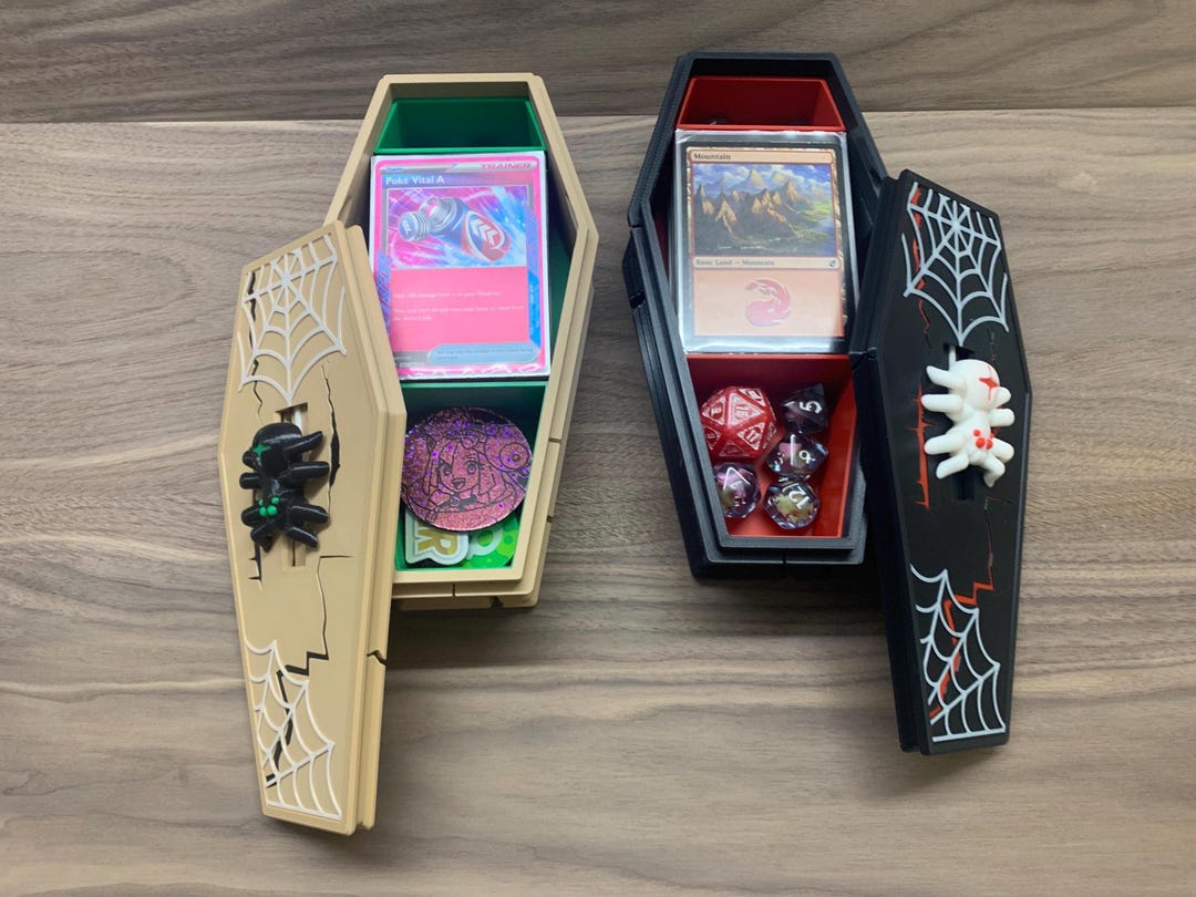 Coffin Shaped Deck Box, Token Storage, Dice Holder Suitable for Games ...