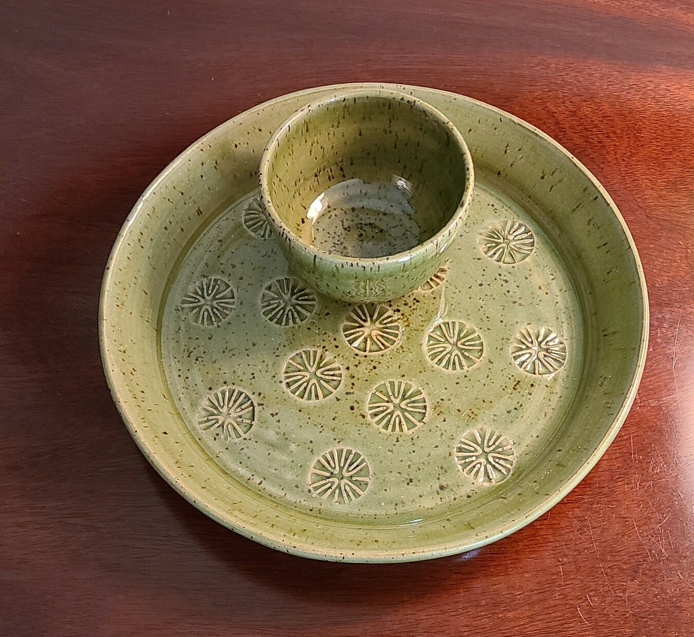 Chip and Dip, Chip and Dip Set, Green Chip and Dip, Ceramic Chip and ...