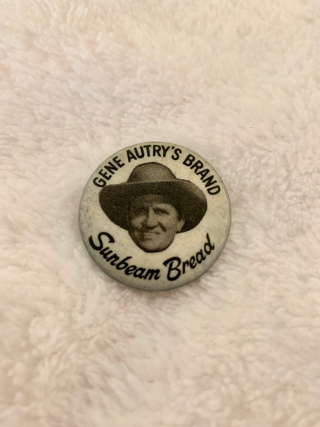 Western Cowboy Button" Gene Autry's Brand Sunbeam Bread" Pin Patch Clip ...