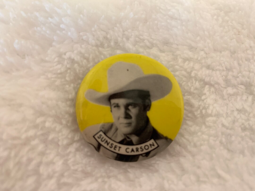 Western Cowboy Button "sunset Carson" Pin Patch Clip Vintage Pinback ...