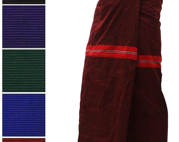 Longyi for Men, 100% Cotton Sarong, Burmese Pants, Blue and White ...