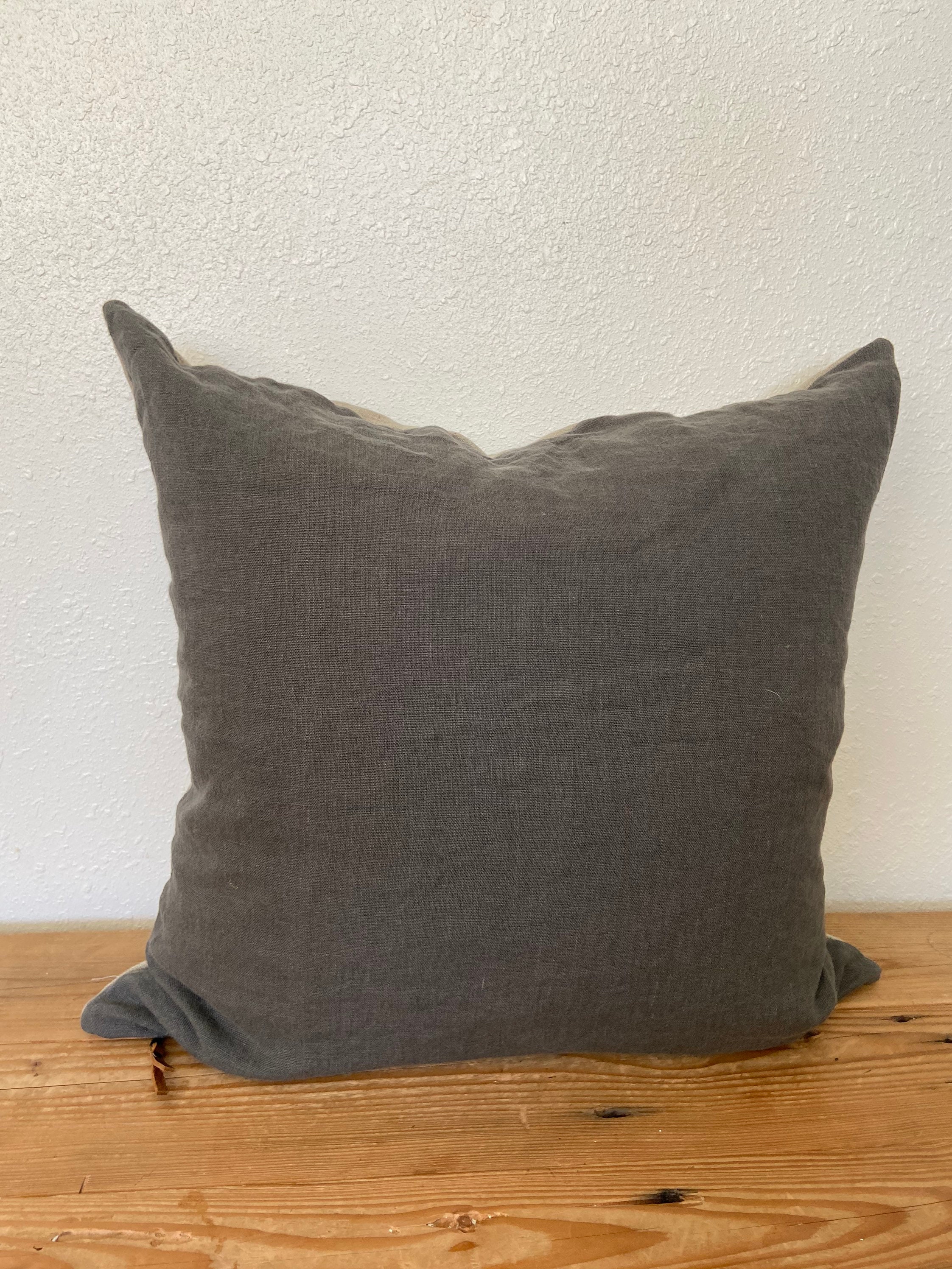 Graphite Linen Pillow Gray Pillow Gray Linen Pillow Exposed - Etsy