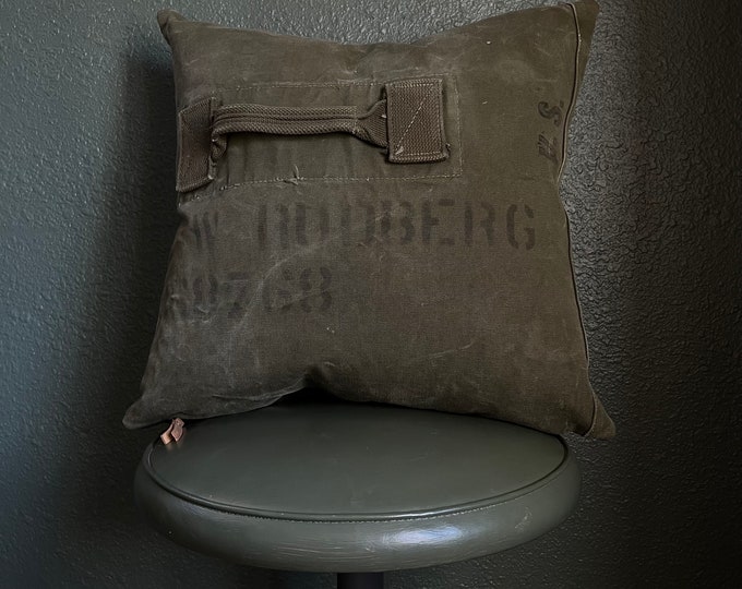 Army Canvas Pillow Vintage Olive Green Oneofakind With Unique ...
