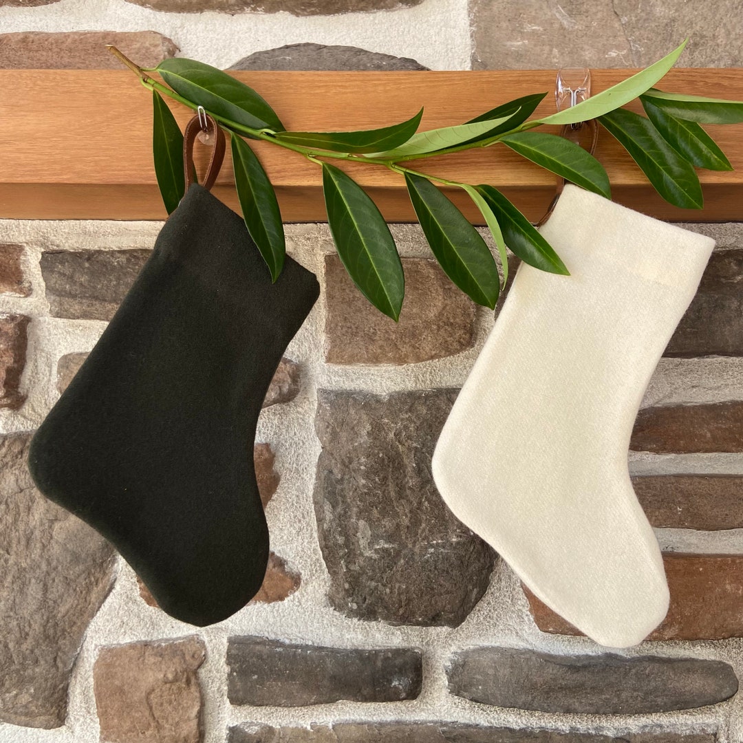 Christmas Stocking Black Wool Puppy Kitty Mini Stocking With Leather ...
