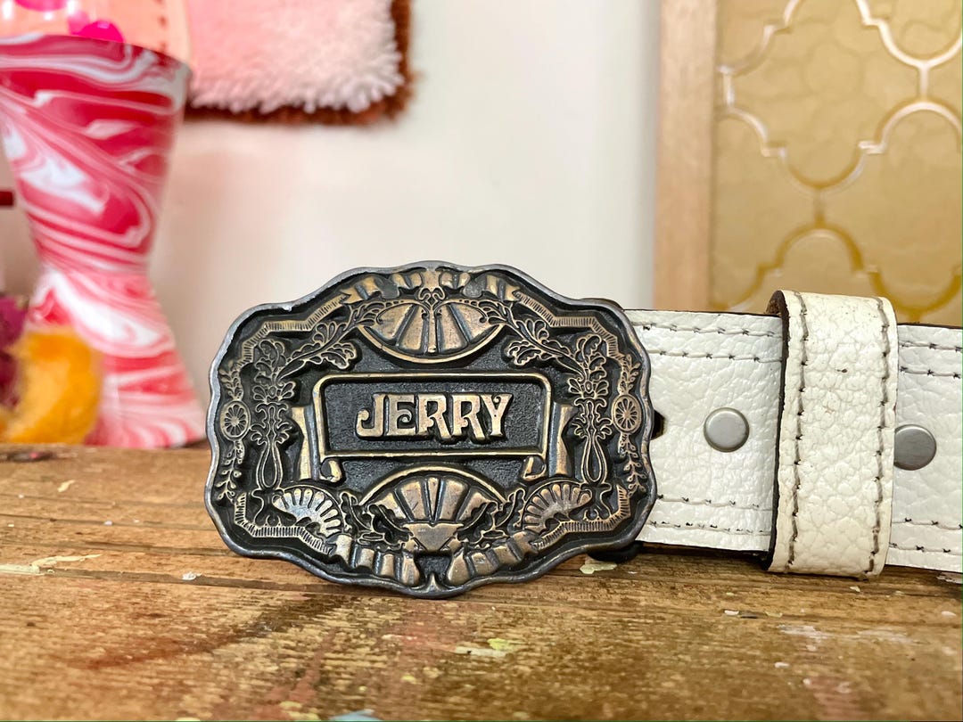 Vintage 70s Jerry Name Ornate Frame Bronze Belt Buckle - Etsy
