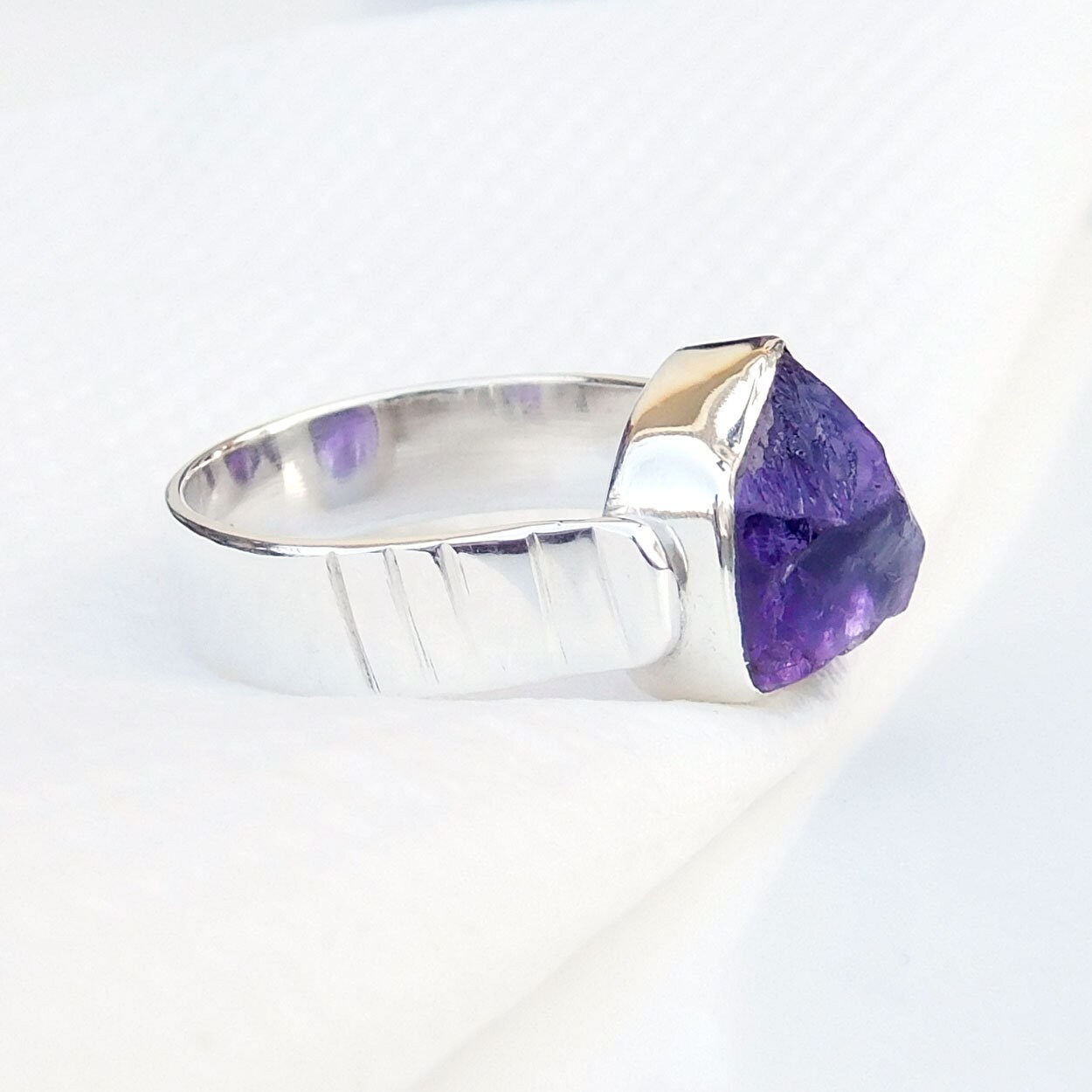 Raw Amethyst Ring Natural Raw Amethyst Ring Purple Amethyst - Etsy
