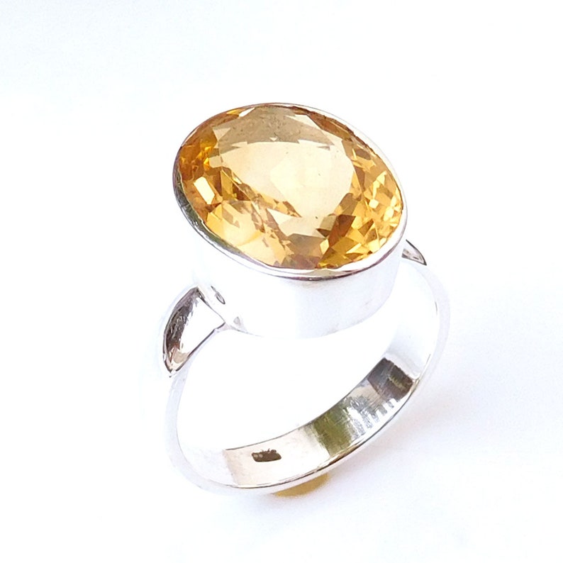 Natural Yellow Citrine 12x16 Mm Oval Ring Citrine Birthstone - Etsy