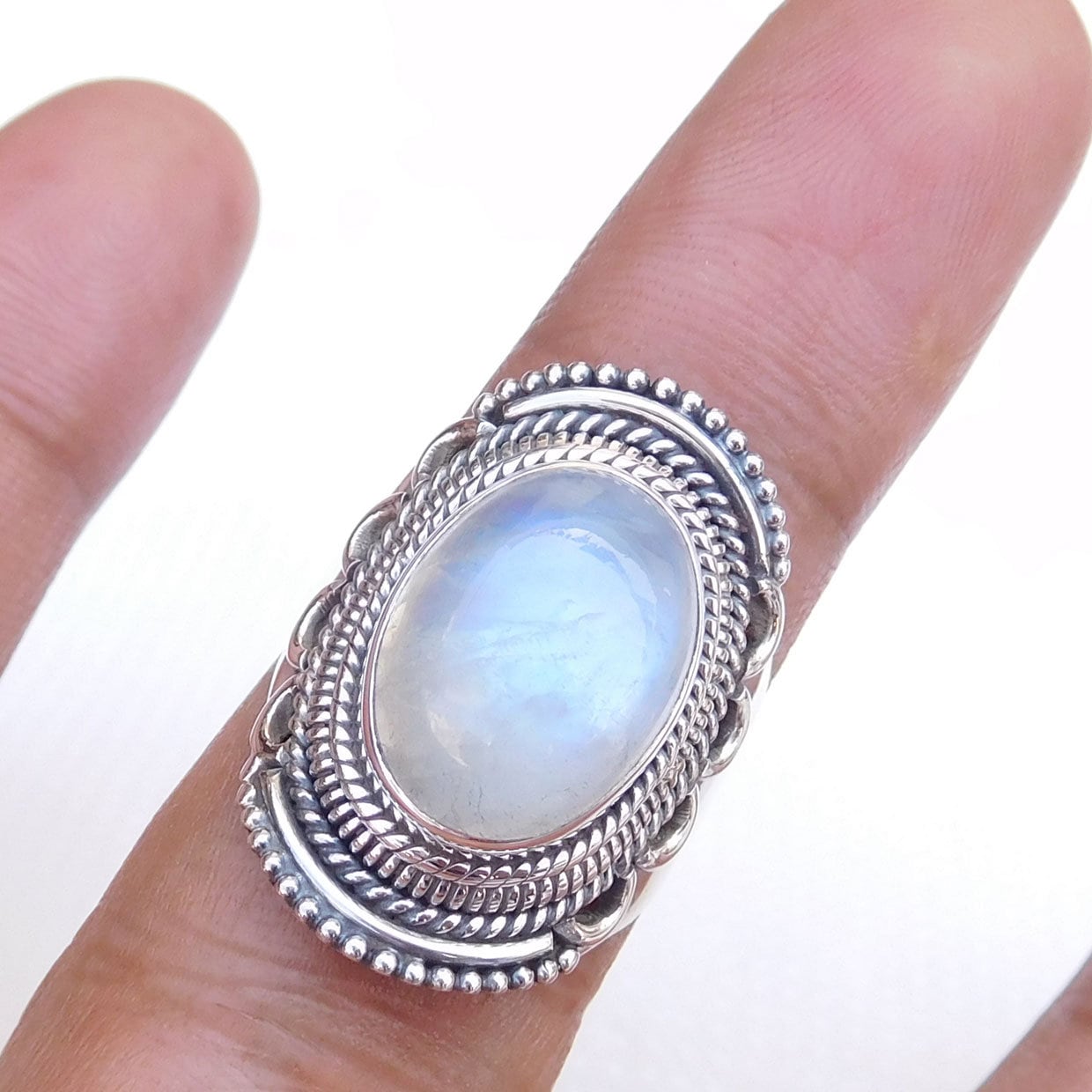 Moonstone Ring Solid Silver Handmade Ring Men's Ring | Etsy