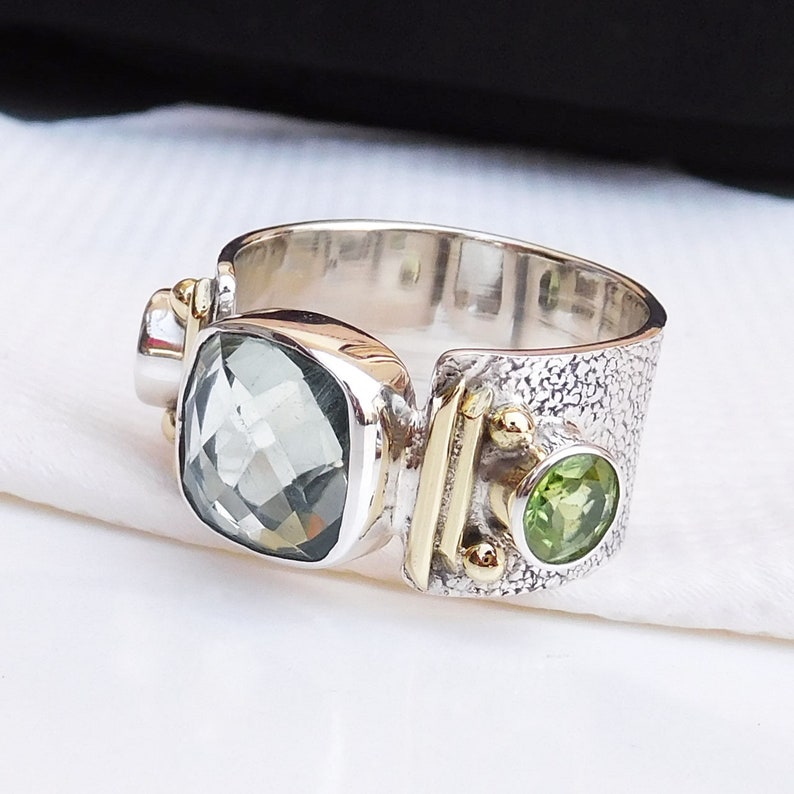 Natural Green Amethyst Ring Handmade Green Amethyst Ring | Etsy