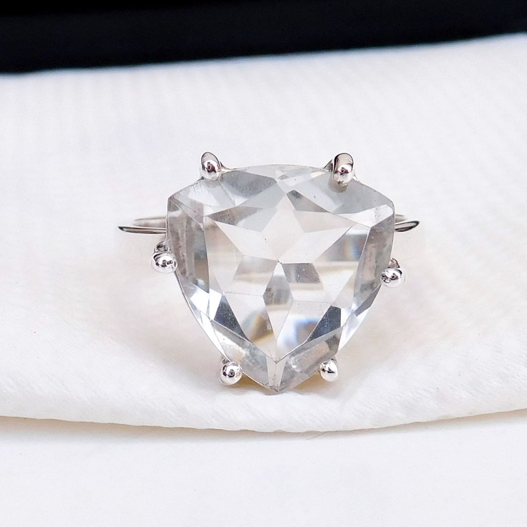Trillion Ring, Triangle Ring, Triangle Gemstone Ring, Rock Crystal Ring ...